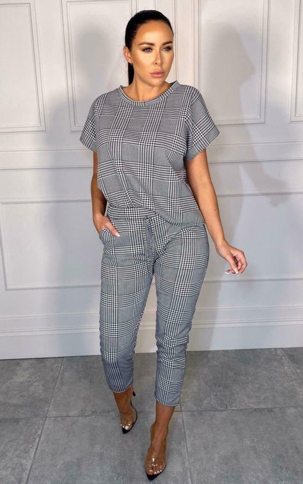 CHECK ROUND NECK BOXY SUIT | Go Wholesale