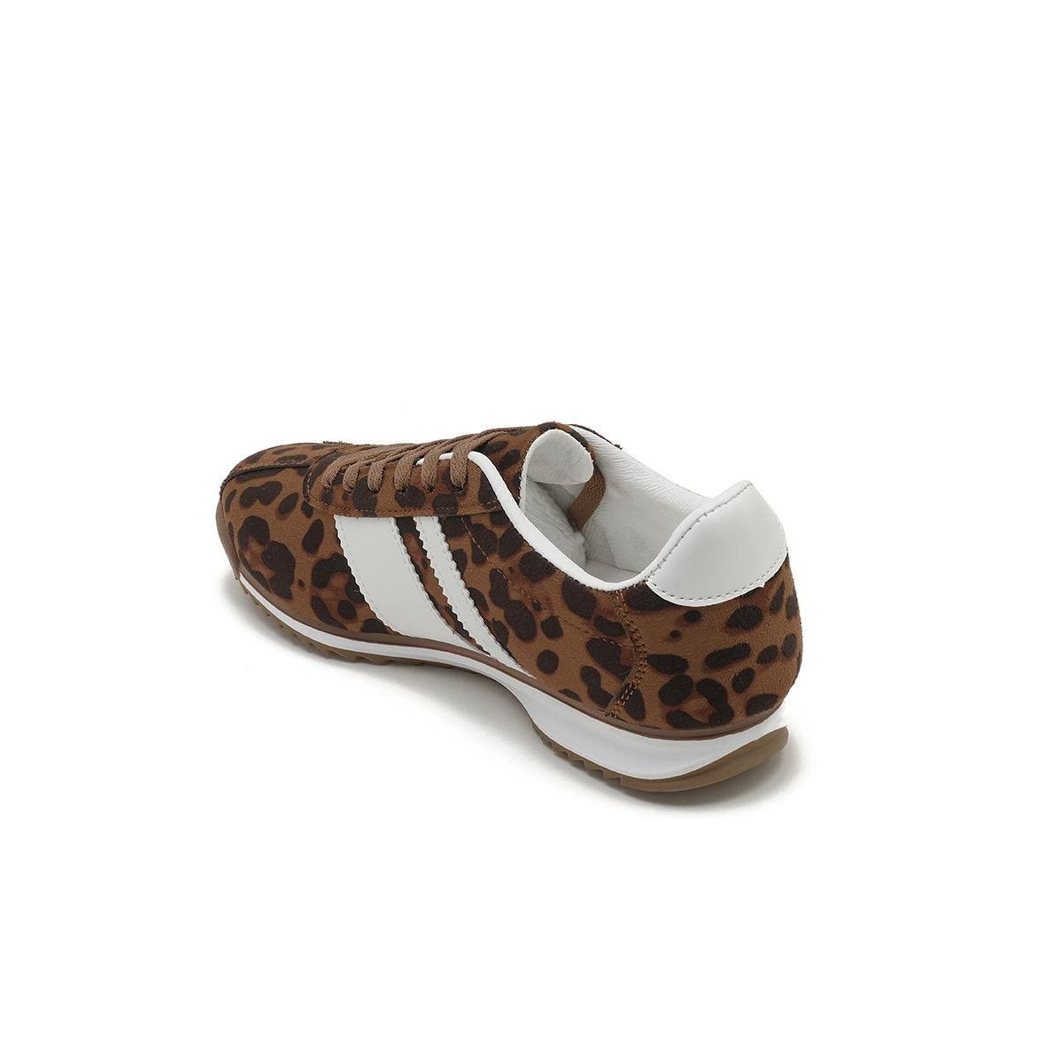 ROUND TOE SIDE LINE STRIPPED DETAILED GUM SOLE TRAINERS IN LEOPARD | Go ...