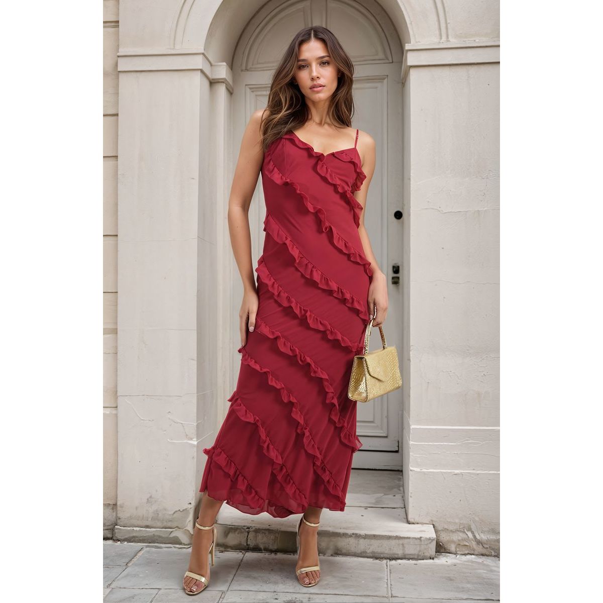 Tiered Ruffle Backless Maxi Dress | Go Wholesale
