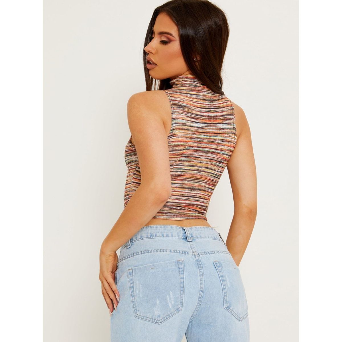 Multi Coloured High Neck Vest Top | Go Wholesale
