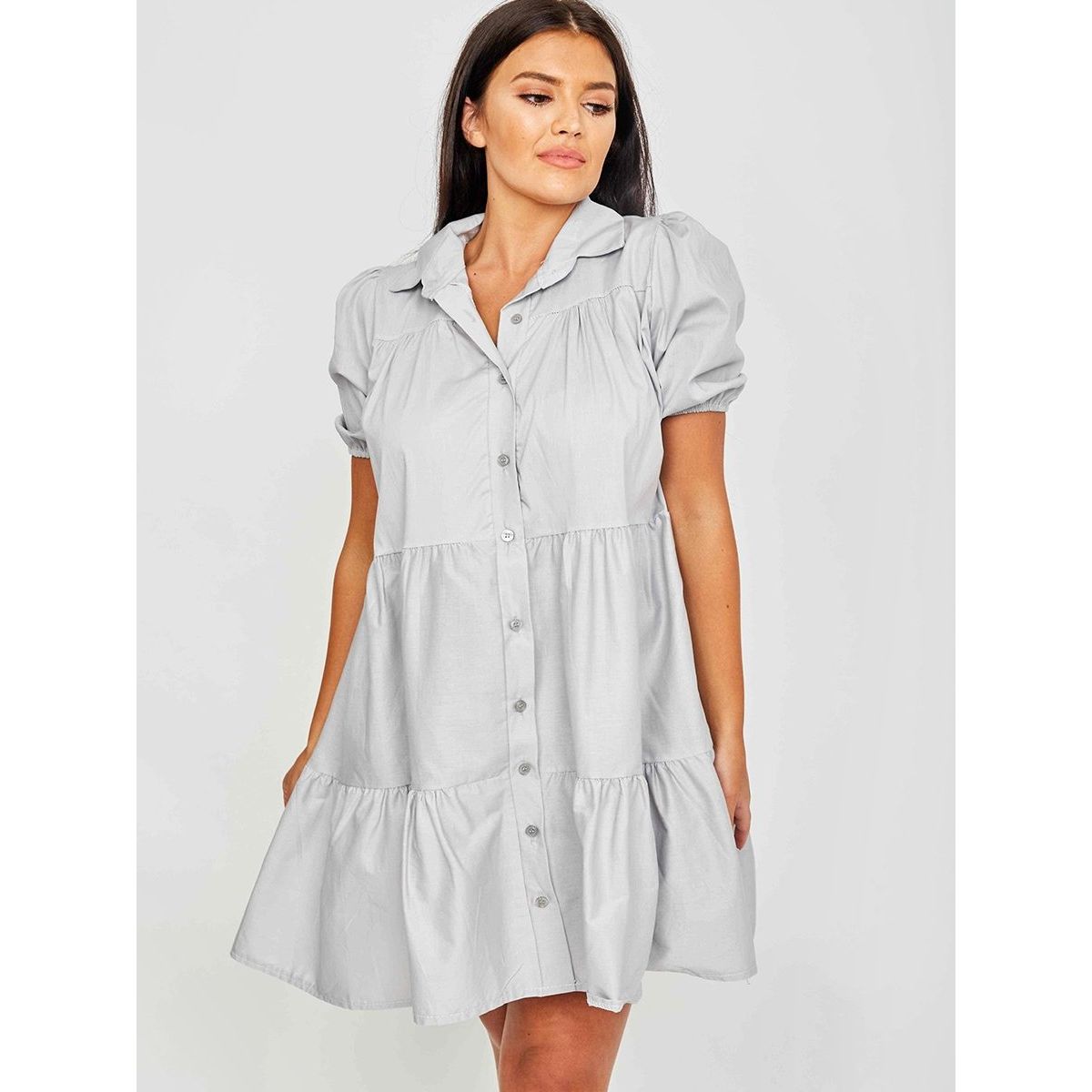 Button-Front Tiered Smock Dress | Go Wholesale