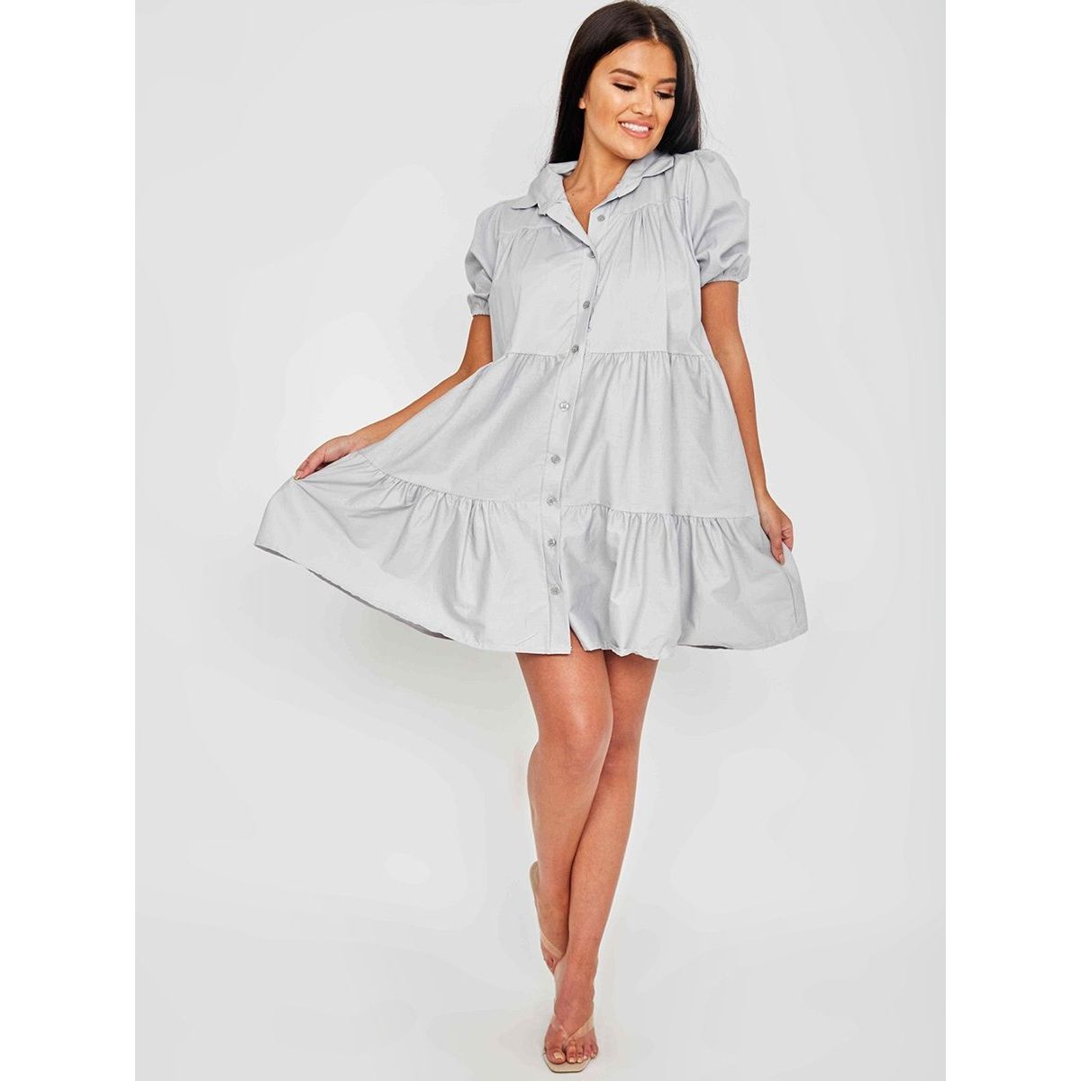 Button-Front Tiered Smock Dress | Go Wholesale