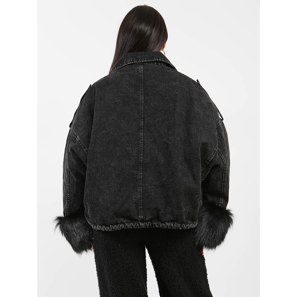 Oversized Faux Fur Lined Denim Jacket | Go Wholesale