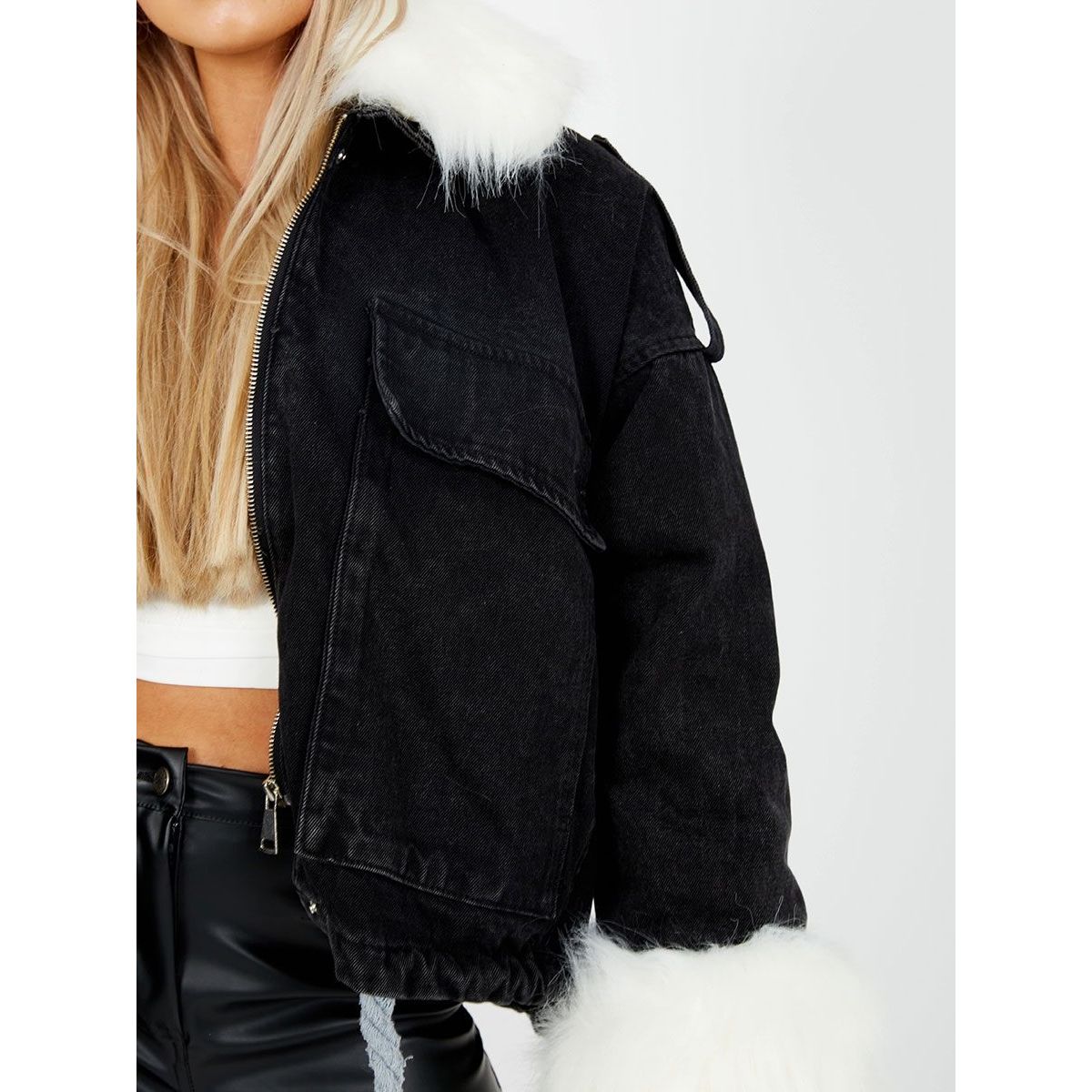 Oversized Faux Fur Lined Denim Jacket | Go Wholesale