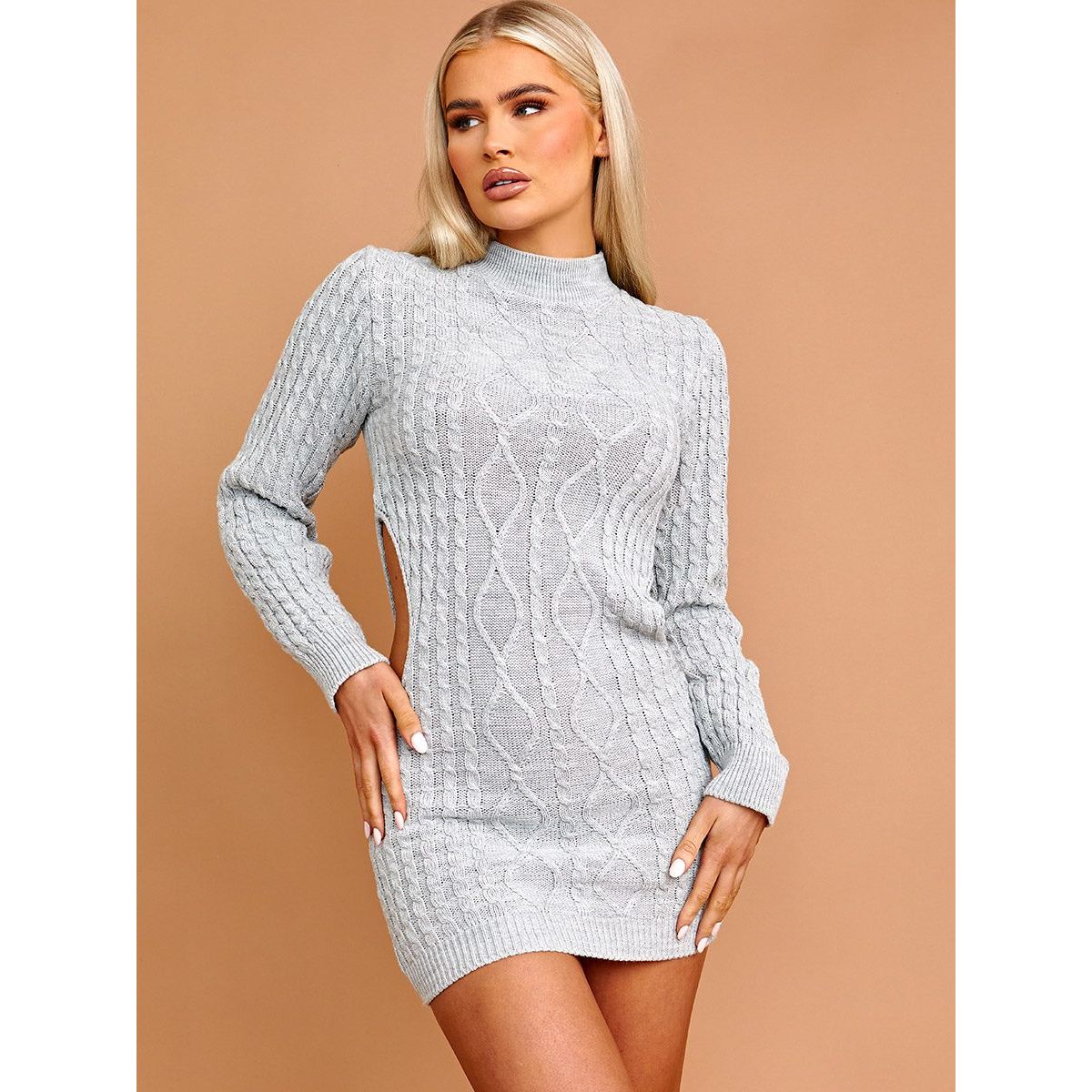 Cable Knit Cut Out Sides Bodycon Dress | Go Wholesale