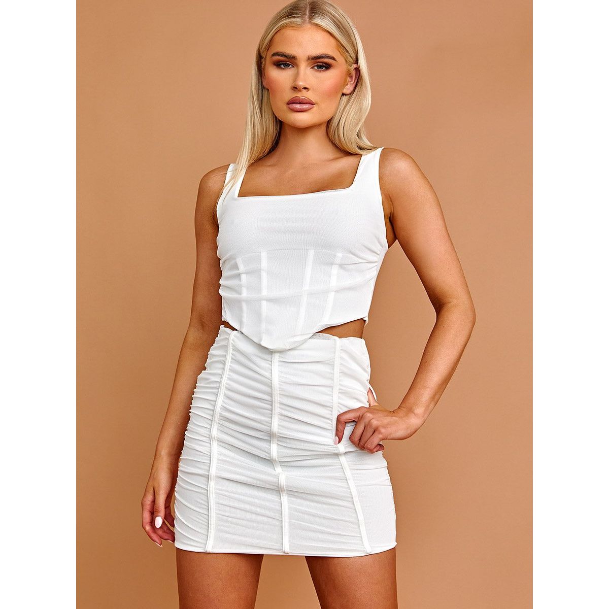 Square Neck Mesh Crop Top | Go Wholesale