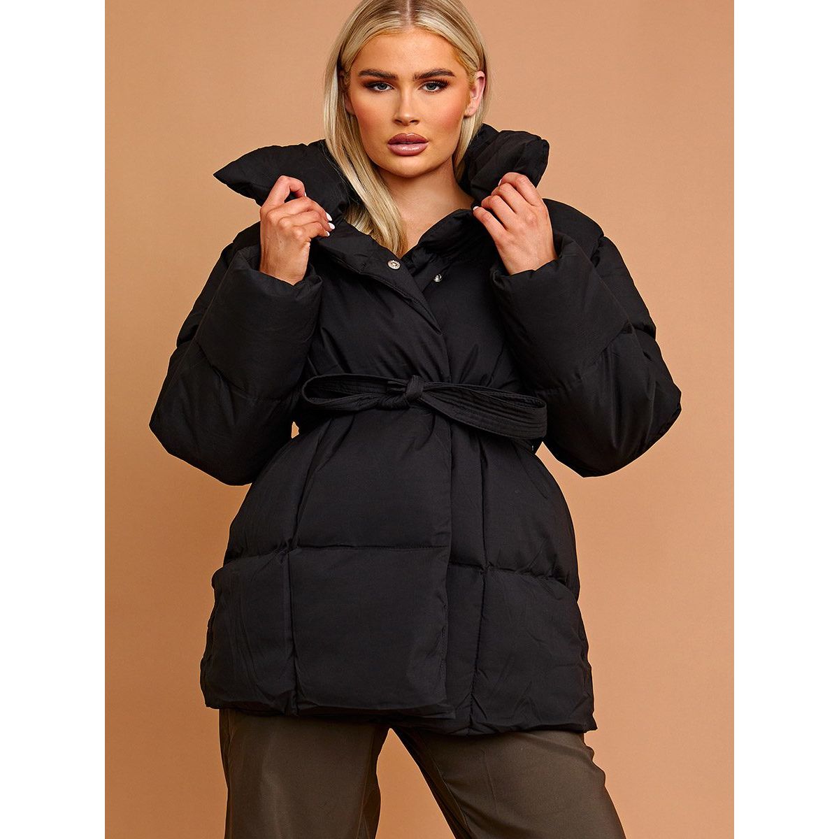 Oversized Padded Jacket With Belt | Go Wholesale