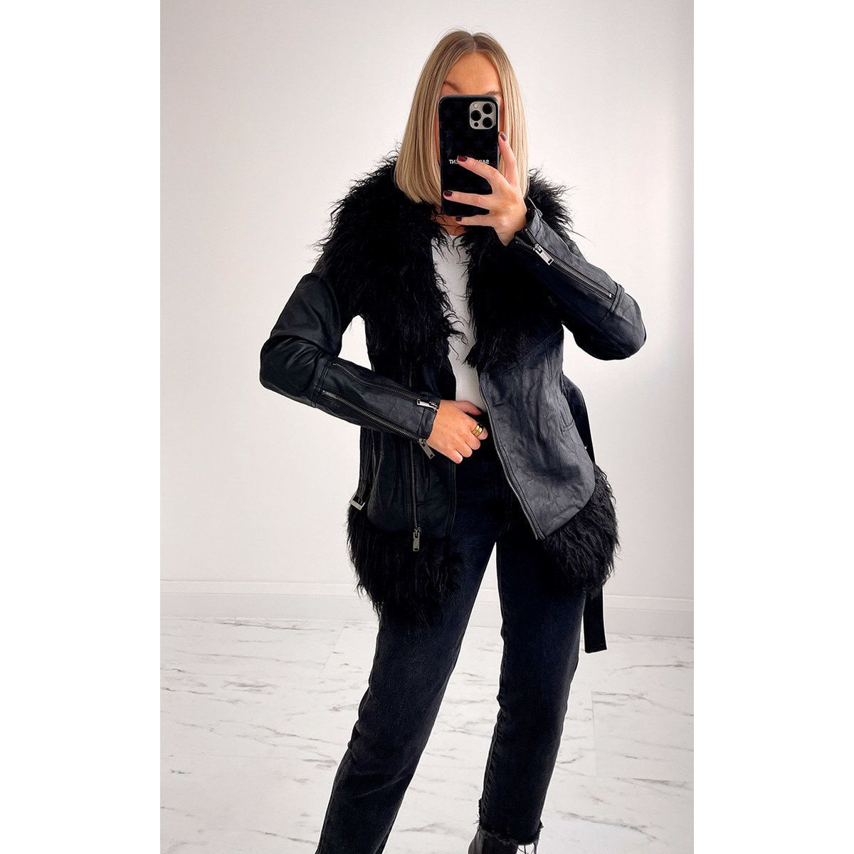 leather Jacket with Fur Trim | Go Wholesale