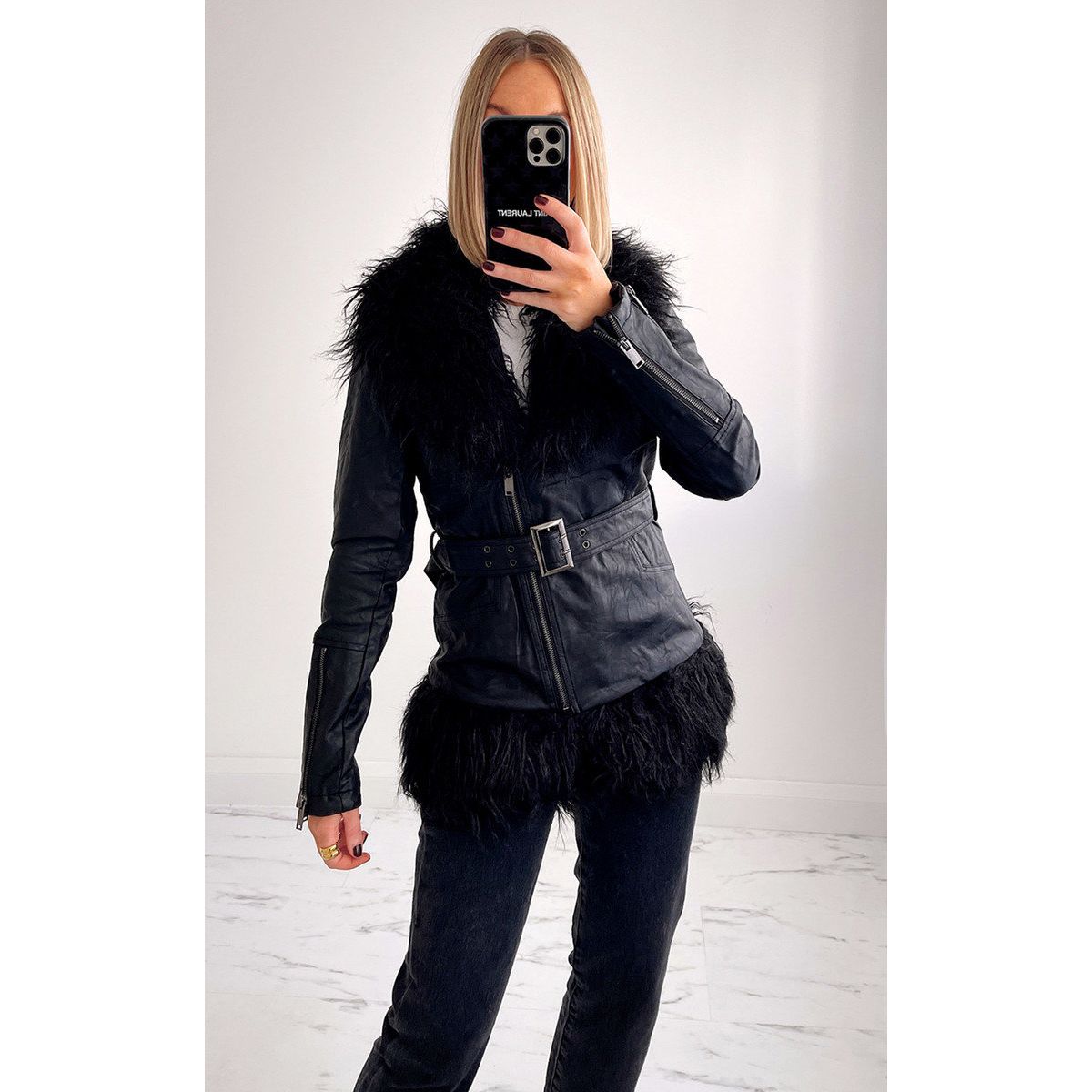 leather Jacket with Fur Trim | Go Wholesale