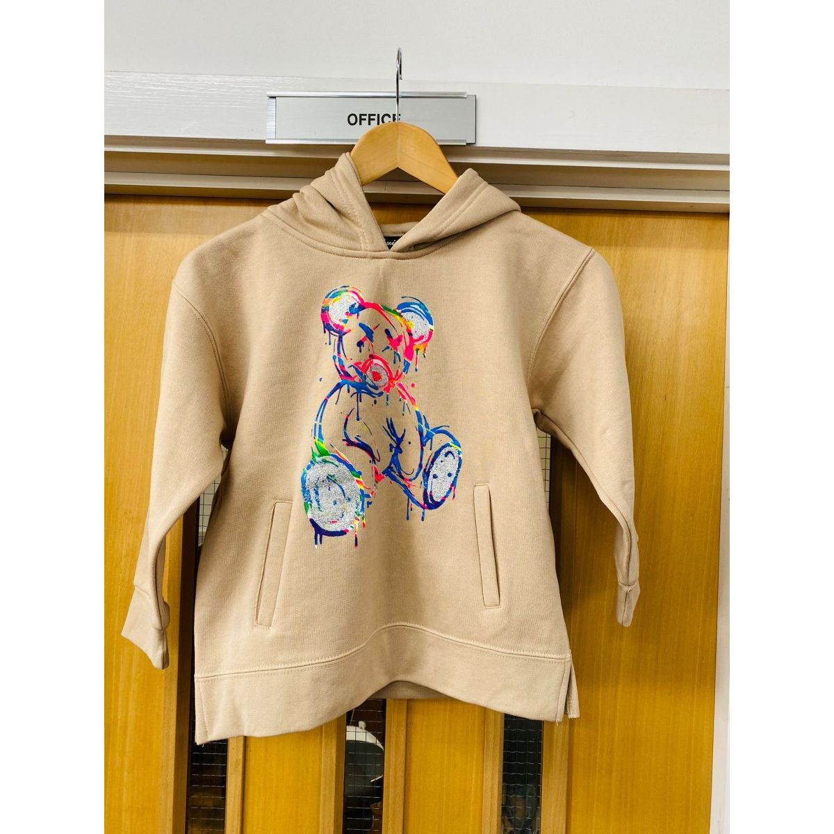 Kids Colour Drip Teddy Graphic Print Hoodie | Go Wholesale