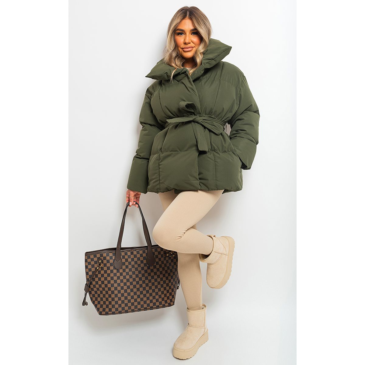 Padded Puffer Jacket With Belt | Go Wholesale