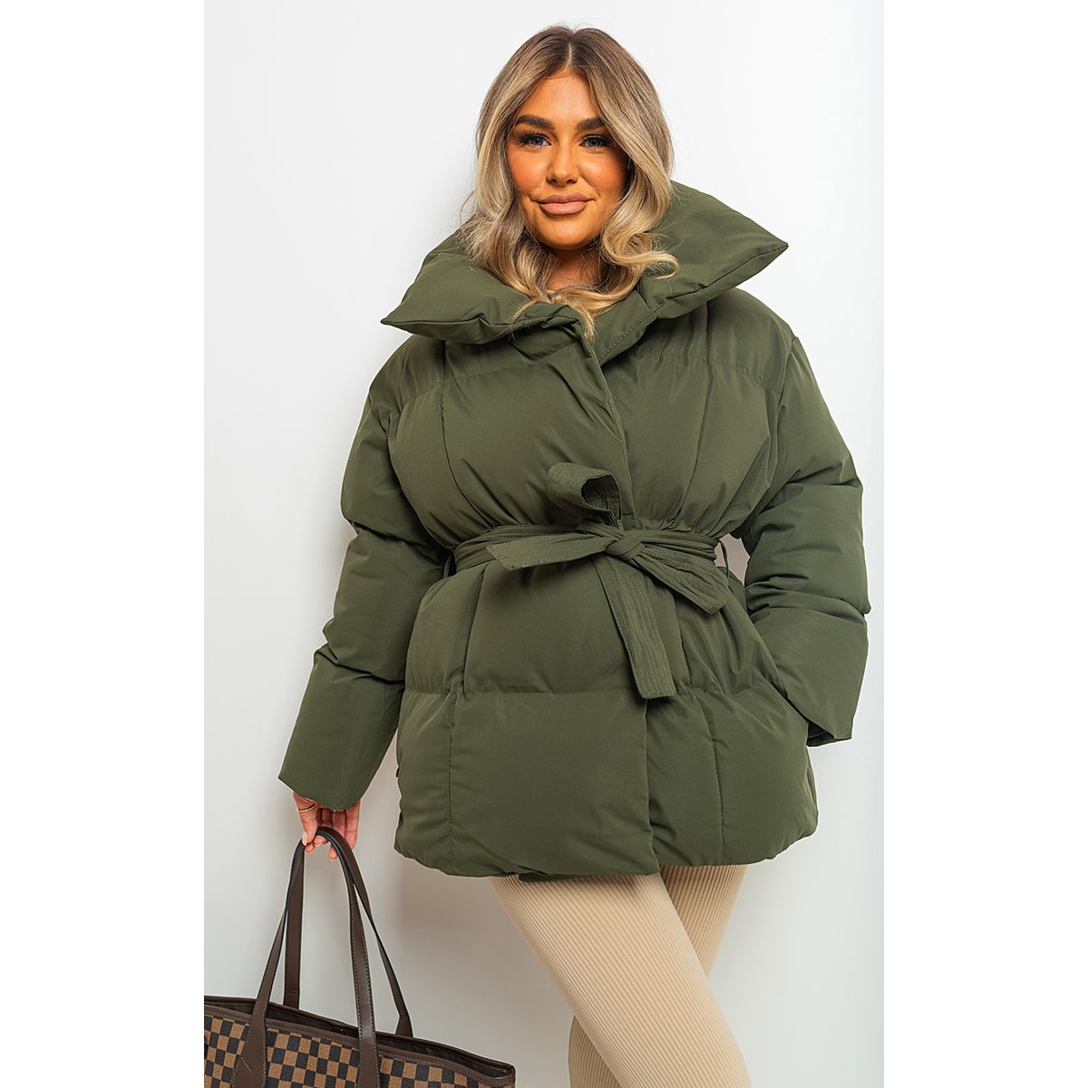 Padded Puffer Jacket With Belt | Go Wholesale