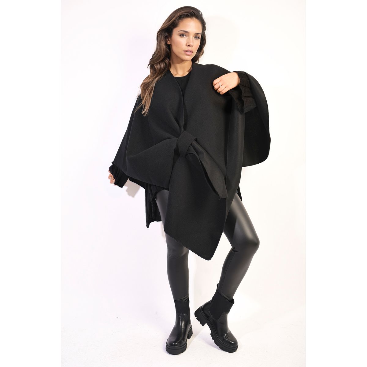 Batwing Sleeve Crossover Cape Coat | Go Wholesale