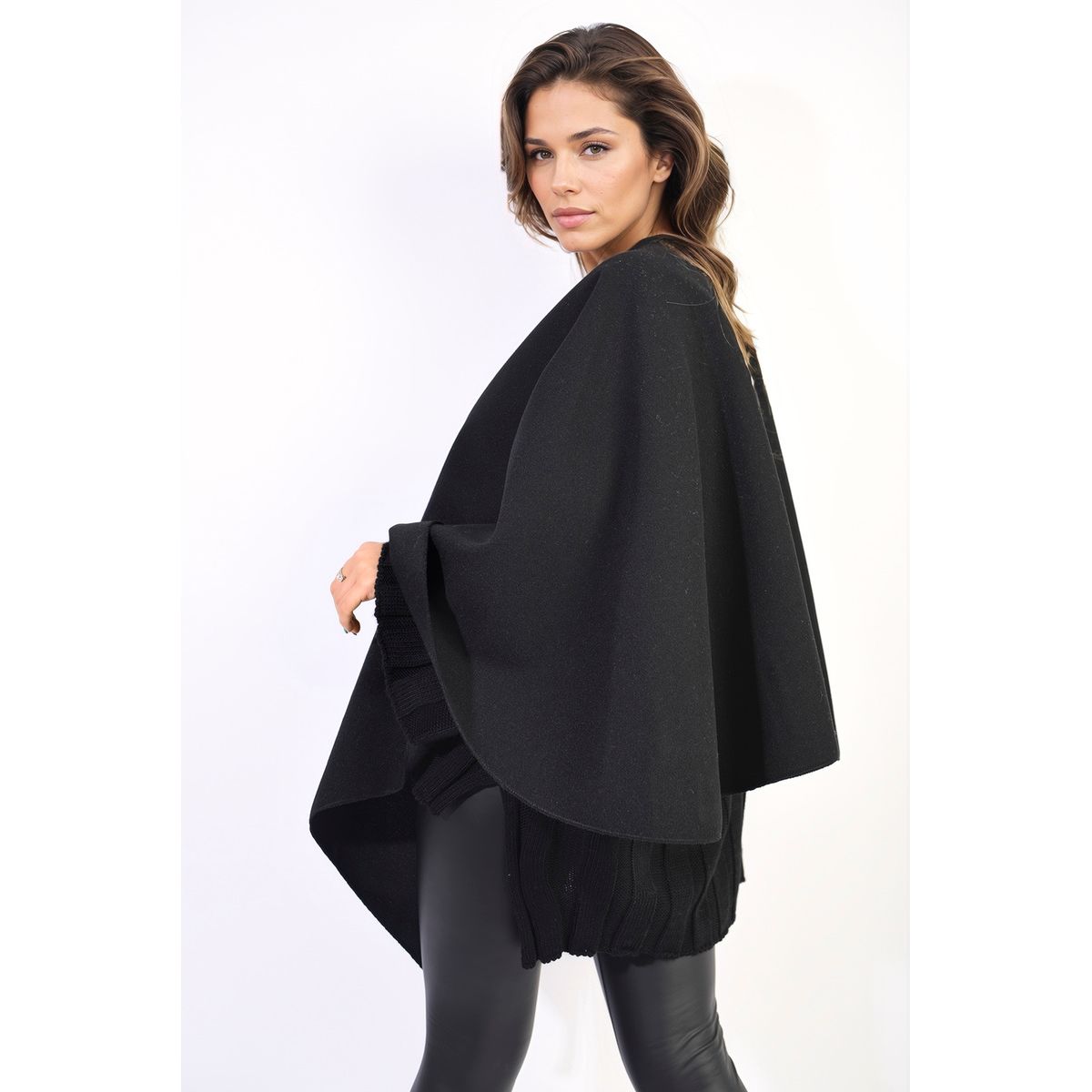 Batwing Sleeve Crossover Cape Coat | Go Wholesale