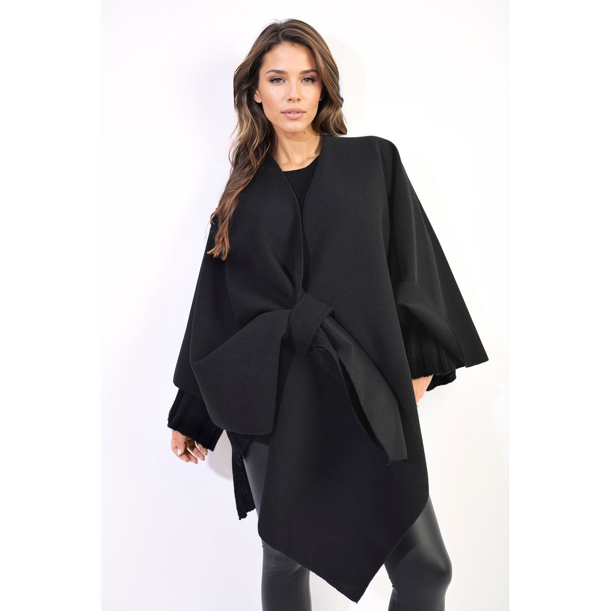 Batwing Sleeve Crossover Cape Coat | Go Wholesale