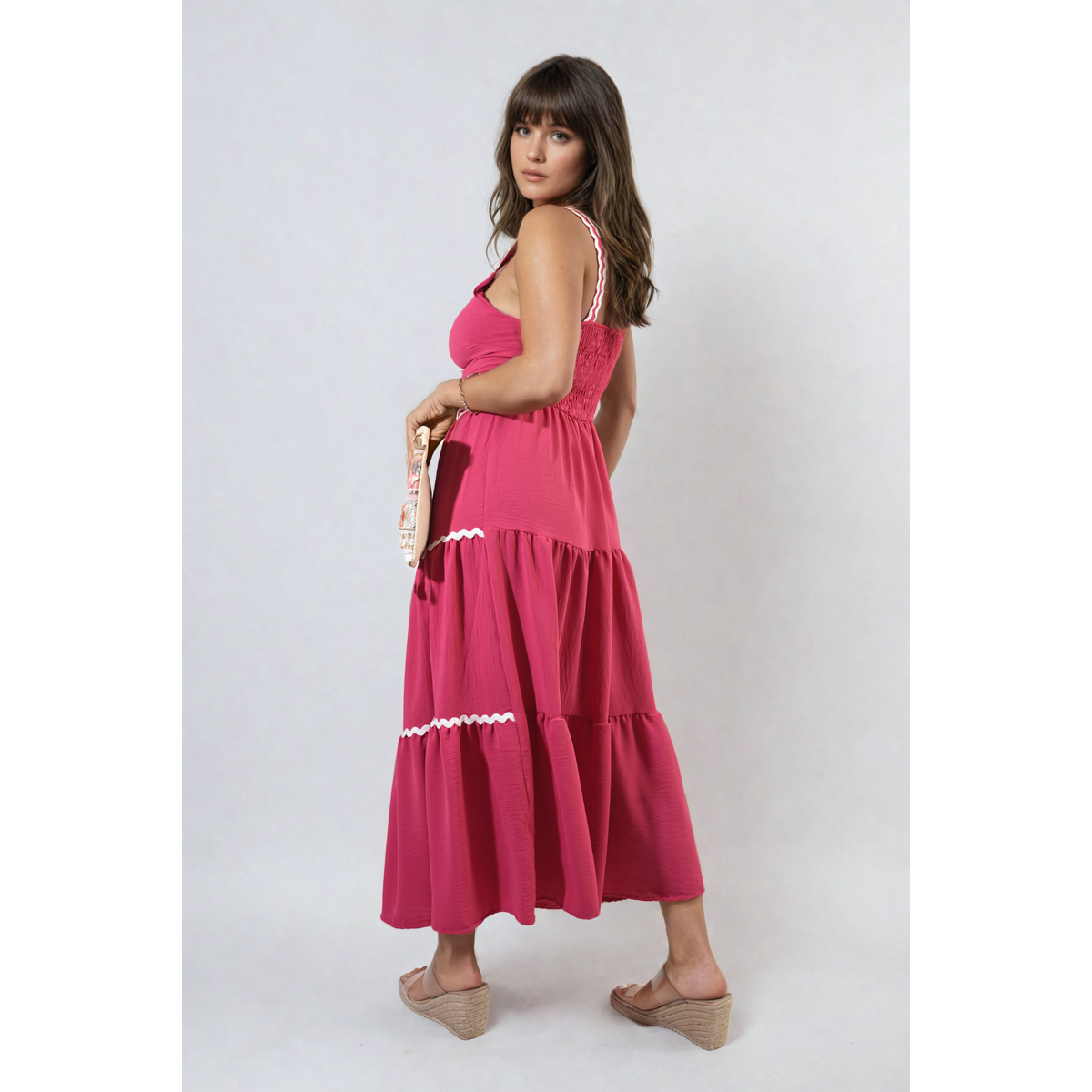 Ric Rac Detail Multi Tiered Maxi Dress | Go Wholesale