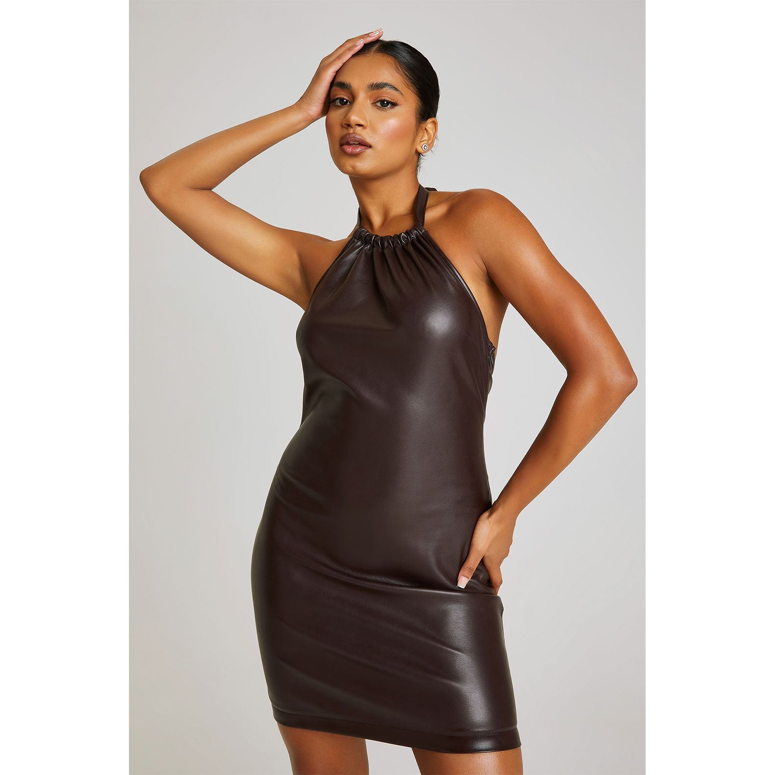 Danny Halterneck PU Dress | Go Wholesale