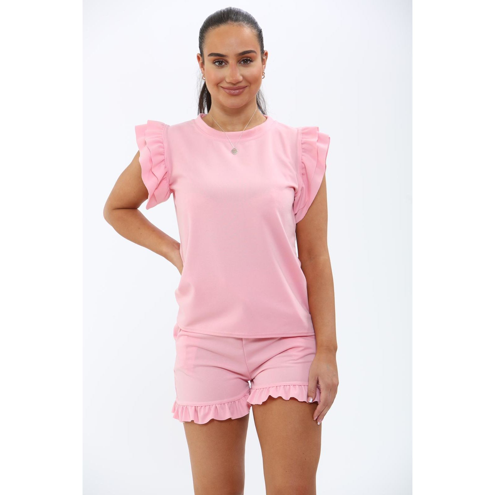 BABY PINK FRILL SHORT SET | Go Wholesale