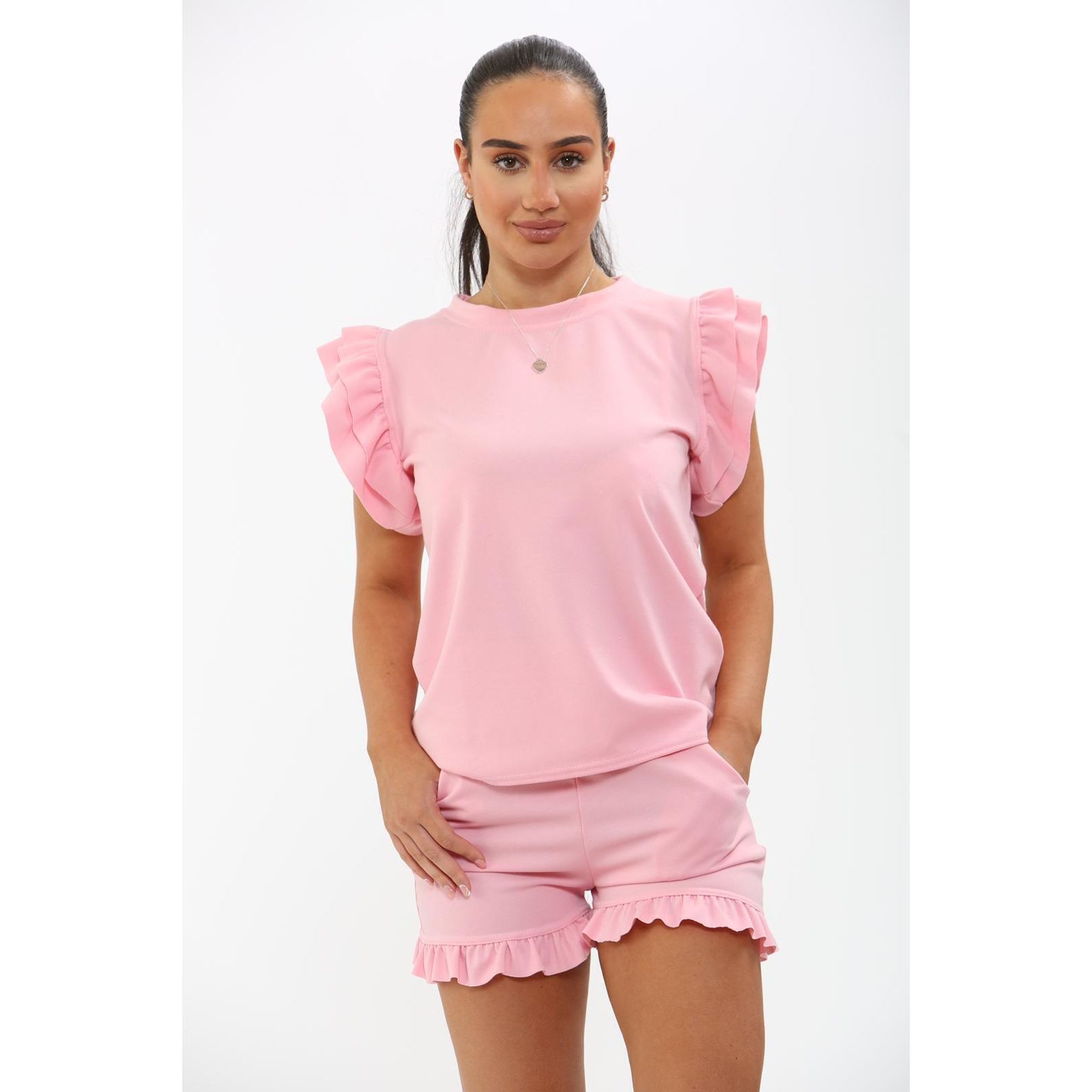 BABY PINK FRILL SHORT SET | Go Wholesale