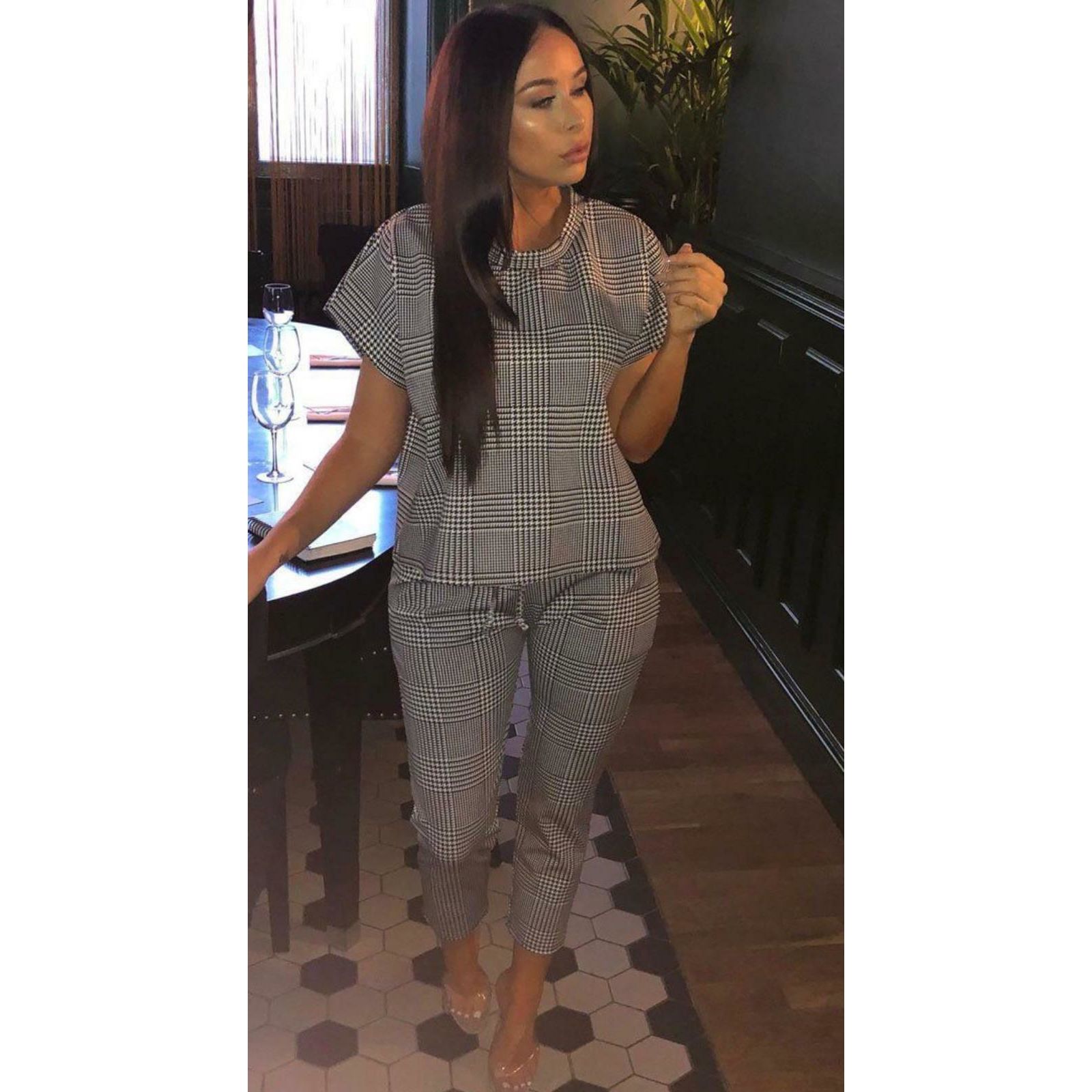 CHECK ROUND NECK BOXY SUIT | Go Wholesale